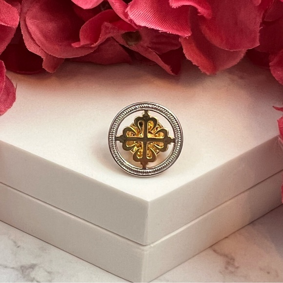 Accessories | Silver Encircled Gold Calatrava Cross Fleur De Lis Lapel ...